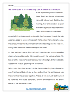 oi Reading Passages Worksheets | Vowel Teams | Reading Duck.com