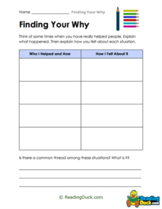 Find Your Why Worksheets | Reading Duck.com
