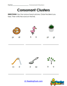 Consonant Cluster Worksheets
