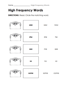 High Frequency Words Worksheets | Reading Duck.com