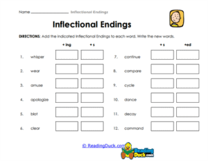 Inflectional Endings Worksheets | Phonics Skills | Reading Duck.com