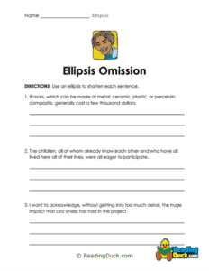 Ellipse Worksheets | Punctuation Collection | Reading Duck.com
