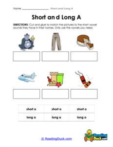 Short and Long A Worksheets | Phonics Skills | Reading Duck.com