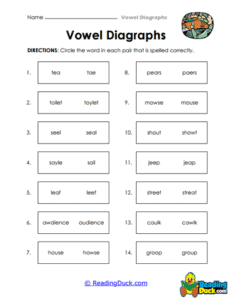 Vowel Digraphs Worksheets | Phonics Skills | Reading Duck.com
