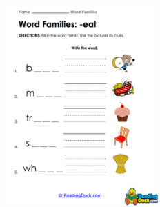 Word Family Worksheets | Phonics Skills | Reading Duck.com