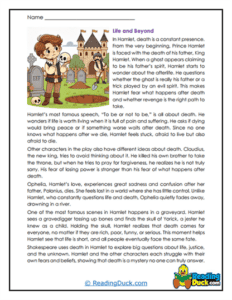 Hamlet Worksheets | by William Shakespeare | Reading Duck.com