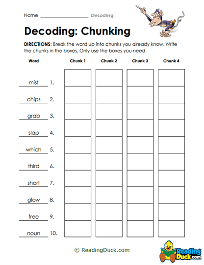 Decoding Worksheets | Reading Skills | Reading Duck.com