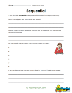 Text Structure Worksheets | Reading Skills | Reading Duck.com