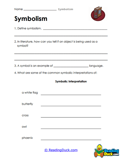 Symbolism Worksheets | Language Arts Skills | Reading Duck.com
