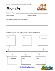 Biography Writing Worksheets | Reading Duck.com