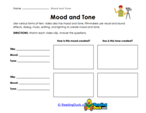 Mood and Tone Worksheets | Writing Series | Reading Duck.com