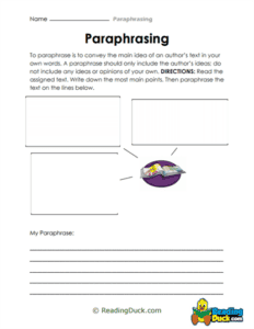 Paraphrasing Worksheets | Writing Series | Reading Duck.com