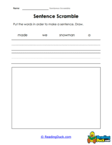 Sentence Scramble Worksheets | Writing Series | Reading Duck.com