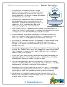 Geometry Word Problems Worksheets
