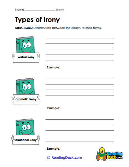 Irony Worksheets | Language Arts Skills | Reading Duck.com