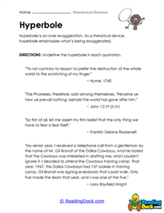 Rhetorical Devices Worksheets | Literary Devices | Reading Duck.com