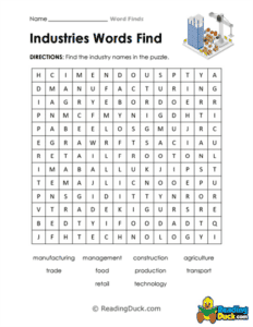 Word Find Worksheets | Vocabulary Series | Reading Duck.com