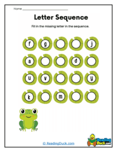 Letter Sequence Worksheets | Pre-Reading Series | Reading Duck.com