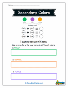 Secondary Colors Worksheets | Reading Duck.com