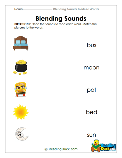 Blending Sounds Worksheets | Phonics Skills | Reading Duck.com