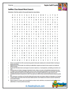 Taylor Swift Word Search Worksheets