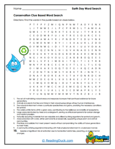 Earth Day Word Searches | Holiday Series | Reading Duck.com