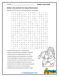 Mother's Day Word Searches | Holiday Series | Reading Duck.com