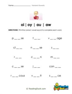 Variant Vowels Worksheets | Phonics Skills | Reading Duck.com