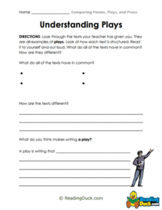 Comparing Poems, Plays, and Prose Worksheets | Reading Duck.com