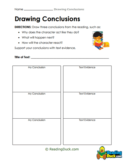 Drawing Conclusions Worksheets | Reading Duck.com
