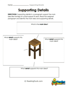 Supporting Details Worksheets | Reading Skills | Reading Duck.com