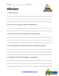 Allusion Worksheets