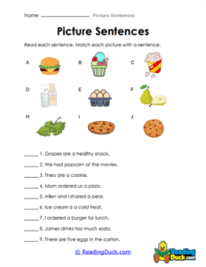 Picture Sentences Worksheets | Writing Series | Reading Duck.com