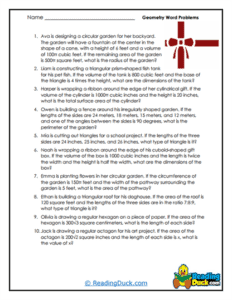 Geometry Word Problems Worksheets
