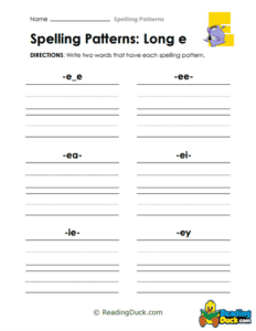 Spelling Patterns Worksheets