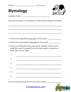 Etymology Worksheets | Vocabulary Series | Reading Duck.com