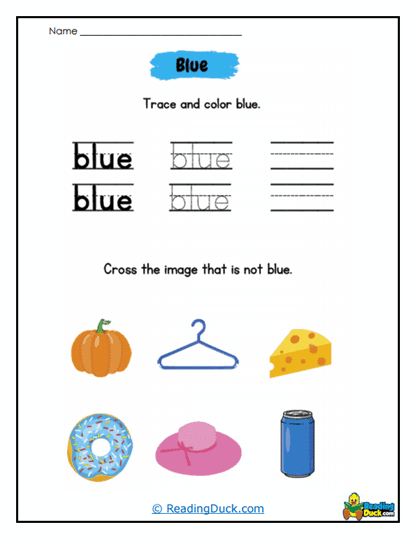 Color Blue Worksheets | Reading Duck.com