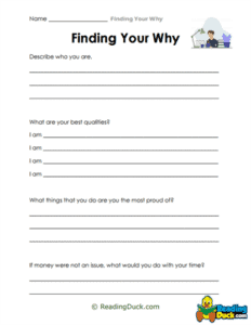 Find Your Why Worksheets | Reading Duck.com