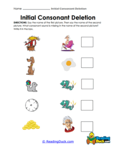 Initial Consonant Deletion Worksheets | Reading Duck.com