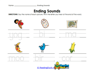 Ending Sounds Worksheets | Phonics Skills | Reading Duck.com
