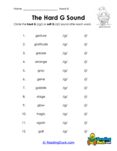 Hard G Worksheets