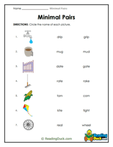 Minimal Pairs Worksheets | Phonics Skills | Reading Duck.com