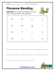 Phoneme Blending Worksheets | Phonics Skills | Reading Duck.com