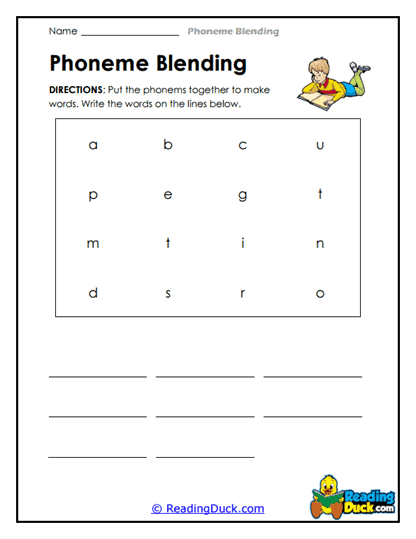 Phoneme Blending Worksheets | Phonics Skills | Reading Duck.com
