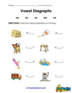 Vowel Digraphs Worksheets | Phonics Skills | Reading Duck.com