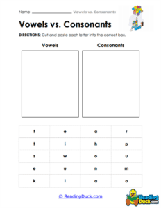 Vowels vs. Consonants Worksheets | Phonics Skills | Reading Duck.com