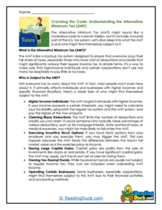 12 Taxes Worksheets for Kids: Financial Literacy & Reading Skills
