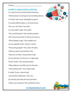 Reading Poetry Worksheets | Reading Duck.com