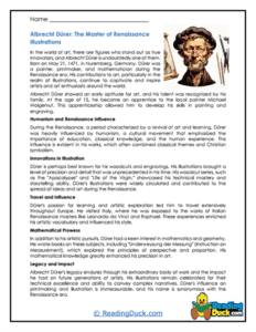 Art Reading Comprehension Worksheets | Reading Duck.com