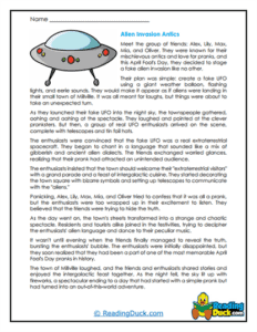 April Fool's Day Worksheets | Holiday Reading | Reading Duck.com